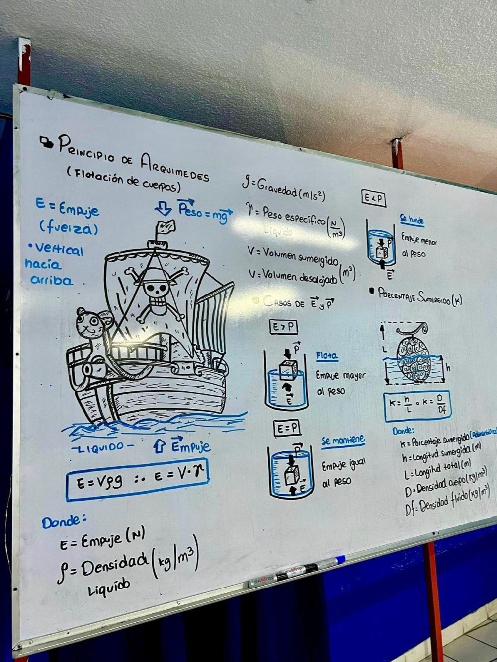 Profesor enseña física con One Piece